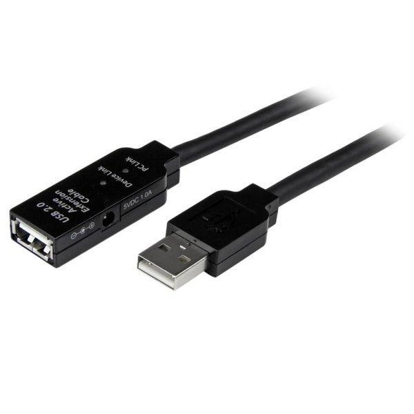 5m USB 2.0アクティブ延長ケーブル。一端にUSB Aオスコネクタ、もう一端にUSB Aメスコネクタがついており、最長5mの距離でUSB 2.0デバイスをアクティブ延長します。本製品は、距離上の制限と電源上の制限を同時に克服するオール...