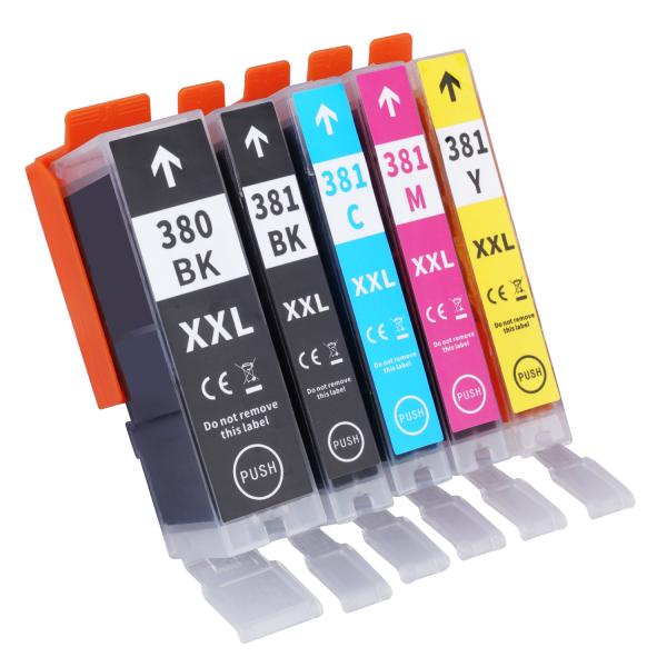 爆買-- 送料無料 -- 投函配送 --コスト削減 --CANON キャノン プリンター互換インク ４色セット XXL大容量■対応メーカーCANON（キャノン)■容量380BK-XXL：27ml381-XXL各種：13ml※通常容量版の約1...