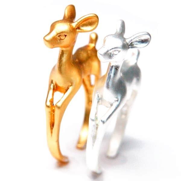 ★商品のサイズ★　　【リング幅】約2mm　　【バンビ】高さ(胴体下側から頭頂部まで)/約12mm×横幅(胴体部分)/約5mm　　【重さ】約3.6g★素材★　　合金・マットゴールドカラーorマットシルバーカラーコーティング