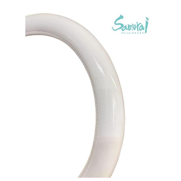 ハンドルカバー　光沢あるエナメル生地こちらの商品は【2HS】サイズ【エナメルホワイト ステッチ無し】ですグリップ感UP　運転しやすさも向上！ハンドルを傷や汚れから守る！