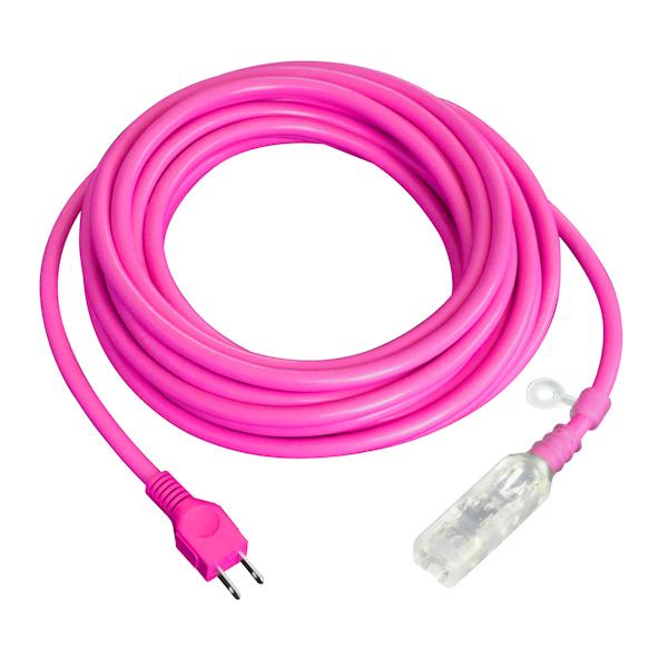 ●光るから通電確認できる。●ソフトタイプ＆スケルトン4つ口コンセント。●日本製。15A　5M。[仕様]カラー：ピンク