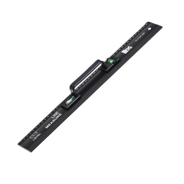 軽くて丈夫なアルミ製！カッター使用時の安全性を高める取っ手付きのアルミ定規です。水準器を2個内蔵し水平の目安を確認できます。机や柱などの水平目安確認にも。カッターの刃が食い込みにくい加工で、DIYや建築作業に最適です。[仕様]本体サイズ：4...