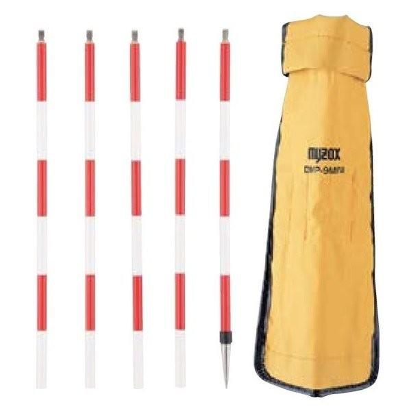 ＤＭプリズムを確実に支持する3本継ぎピンポールと5本継ぎミニサイズピンポール(ステンレス製)。■仕様紅白ピッチ：5cm(溝あり)サイズ：30cm×9mmφ×5本■付属品 専用ケース(布ケース)