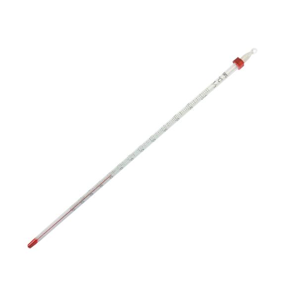 [仕様]温度範囲 −20〜105°C目盛刻度 1目盛1°C精度 ±1°C感温液の色 赤収納形態 筒入材質 本体：ガラス、感温液：着色白灯油外形寸法 約φ6×300mm質量 約26g