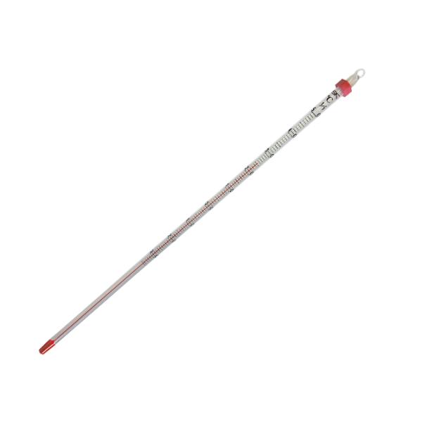 [仕様]温度範囲 −30〜50°C目盛刻度 1目盛1°C精度 ±1°C感温液の色 赤収納形態 筒入材質 本体：ガラス、感温液：着色白灯油外形寸法 約φ6×300mm質量 約26g