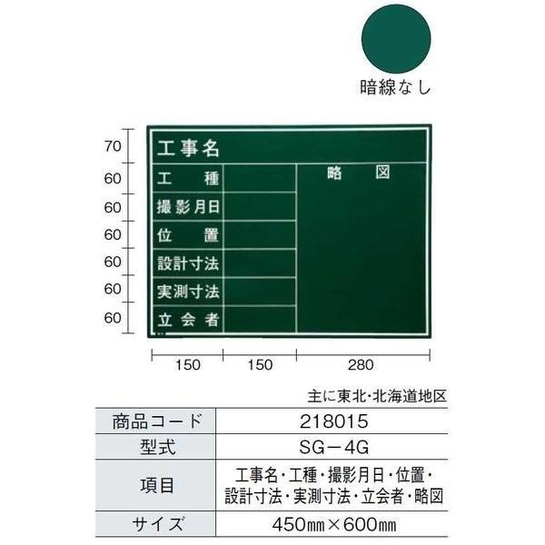 【仕様】型式：SG-4G項目：工事名・工種・撮影月日・位置・設計寸法・実測寸法・立会者・略図サイズ：450mm×600mm【付属品】耐水チョーク2本（クレヨンチョーク）タオル（25×23cm）付。