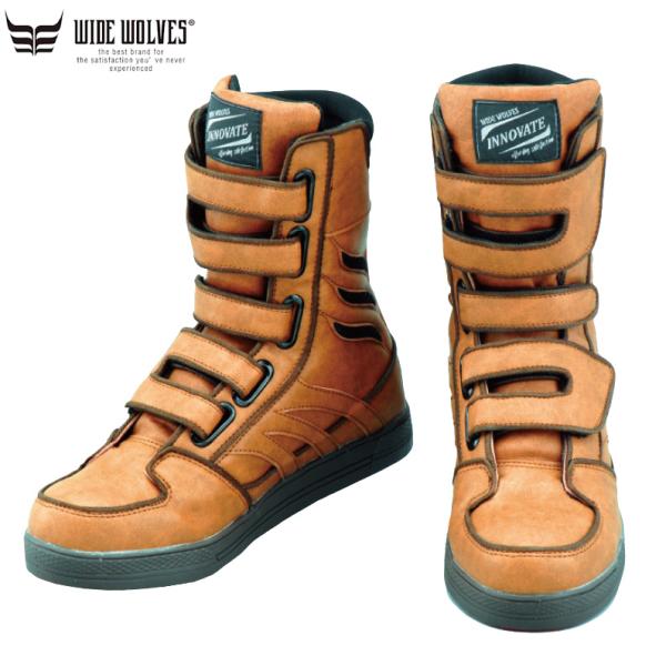 耐滑ソールが自慢のワイドウルブズ「イノベートシリーズ」これまでの半長靴の常識を覆すデザイン軽量+耐滑ソール+耐油ソール（アウトソールのみ）脱ぎ履きのしやすいトリプルタイプのマジック止めは優れたホールド感JSAA A種 認定品[品質] アッパ...
