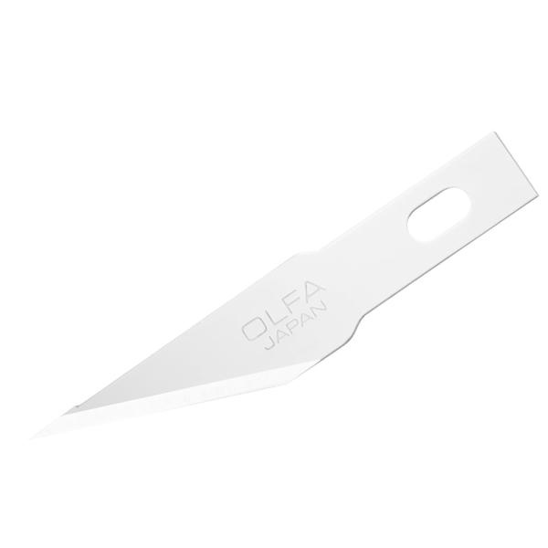 細かな作業に適した、刃先角度23度のペンタイプナイフ用替刃です。スタンダードな直線刃。5枚入り。品番：XB157T材質：合金工具鋼