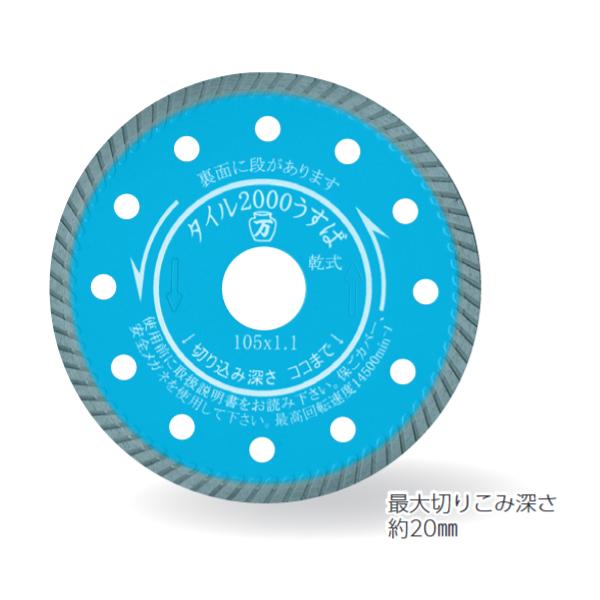 ●切り口精度、感触に大変優れています。●腰の強い段付き基板のため、従来の薄刃カッターのような曲がりも発生しません。【用途】一般タイル、硬質タイル、高級化粧タイル、窯業系キッチンパネル（木材合板系には不向き）など。[仕様]外径105mm × ...