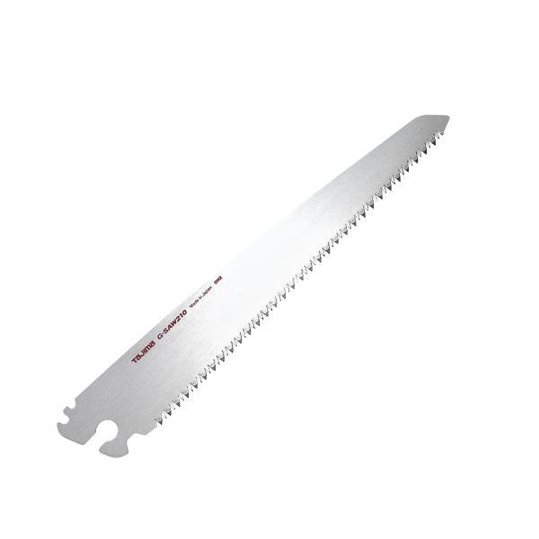 ●G-SAWシリーズ全てのグリップに使える共通替刃です●歯先衝撃（高周波）焼入れ仕様[仕様]用途：仮枠・剪定用鋸（アサリあり）刃渡り：210mm板厚：0.7mm切り溝幅：1.0mm歯ピッチ：3.0mm[材質]刃：スチール