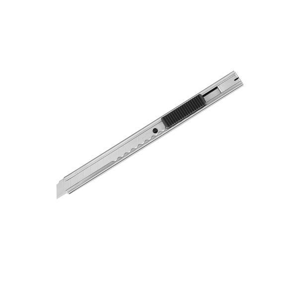 ●丈夫で錆びないステンレスホルダーを採用●刃折り器（スナッパー）付●スナッパーはクリップタイプでポケットに差し込めます[仕様]替刃タイプ：A型替刃（0.38mm厚×9mm幅）付属替刃2枚[材質]本体：ステンレス