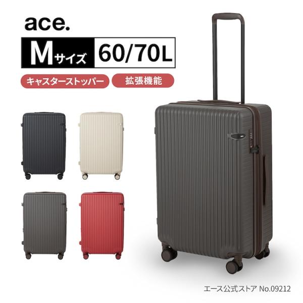 サイズ：H66×W45×D27/31cm※数値はキャスター・ハンドル部分を含む外寸表記です重量：4.1kg容量：60/70L機能一覧：キャスターストッパー（マジックストップ）/ベアロンホイール/サイレントキャスター素材：ポリカーボネート