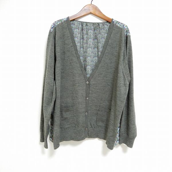 商品名（タイトル）：#wnc アズノゥアズオオラカ AS KNOW AS olaca カーディガン 17 グレー 紺 鳥柄 切替 チュール 大きいサイズ レディース [922285]ブランド名：アズノゥアズオオラカ(AS KNOW AS o...