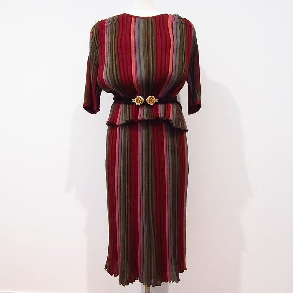 商品名（タイトル）：#wnc アトリエドール ATELIER DOREE スカートスーツ セットアップ ツーピース 赤 マルチ 茶 ニット 日本製 美品 レディース [956292]ブランド名：アトリエドール(ATELIER DOREE)ア...