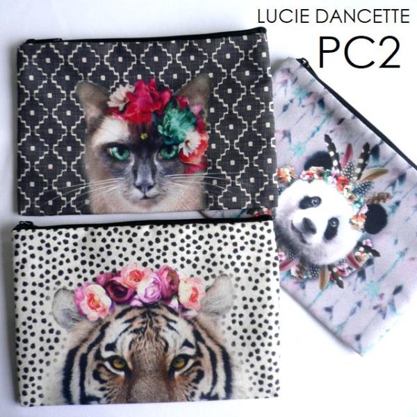 LUCIE DANCETTE リュシー ダンセット バッグ ポリエステル ポーチ 小物入れ PC2 猫/ネコ/犬/イヌ/ウサギ/トラ/パンダ/ゾウ/馬/シロクマ/フクロウLUCIE DANCETTE（リュシー・ダンセット）フランスのファブリ...