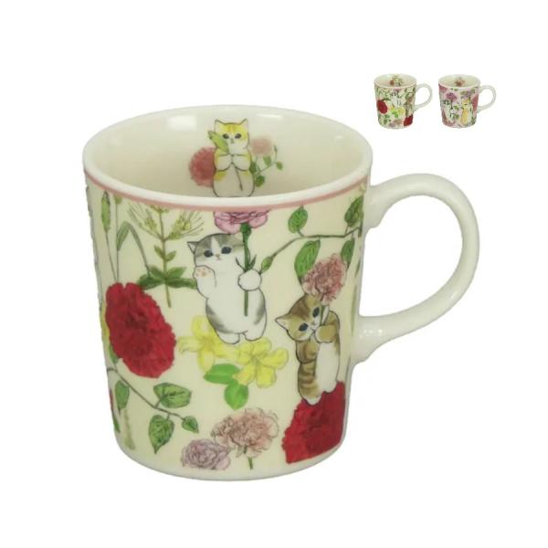 モフサンド 日比谷花壇 コラボ マグ 300mlです。カラーは、ベージュ、ピンクからお選びいただけます。SNSで大人気の「mofusand（モフサンド）」と、フラワーショップ「日比谷花壇」が華やかにコラボレーション！パステルカラーの磁器に、...