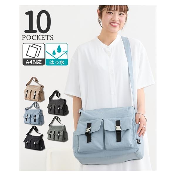 【カラー】ベージュ/ブルーグレー/ブラック/ダークグレー/スモークカーキ 【素材】材質＝ナイロン　サイズ＝たて約30×よこ（上部）約38（底部）約38×まち幅約17cm　開閉＝ファスナー　ポケット＝中：6個（オープン3、ファスナー2、ボトル...