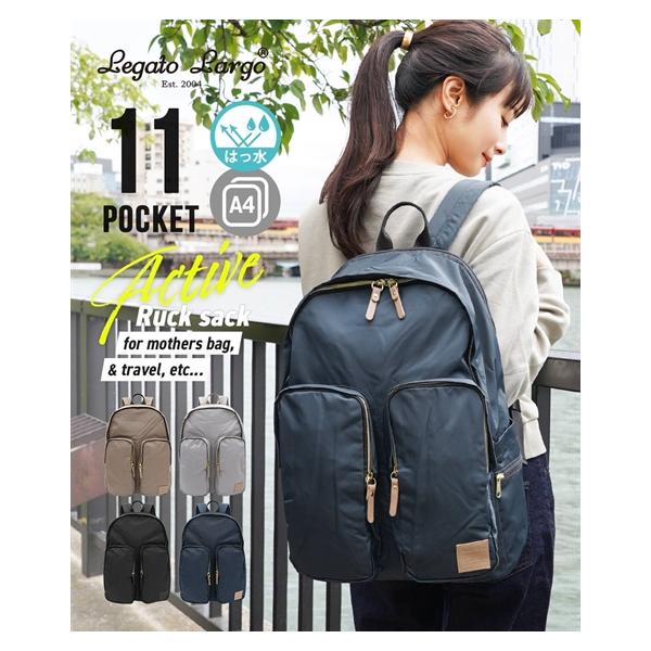 【カラー】ベージュ/ブラック/グレー/ネイビー  【サイズ】Y  【素材】材質＝ナイロン　サイズ＝たて約43×よこ（底部）約30×まち幅約13cm　開閉＝ファスナー　ポケット＝中：4個（メイン収納内前面ファスナー(メッシュ)×1、メイン収納...