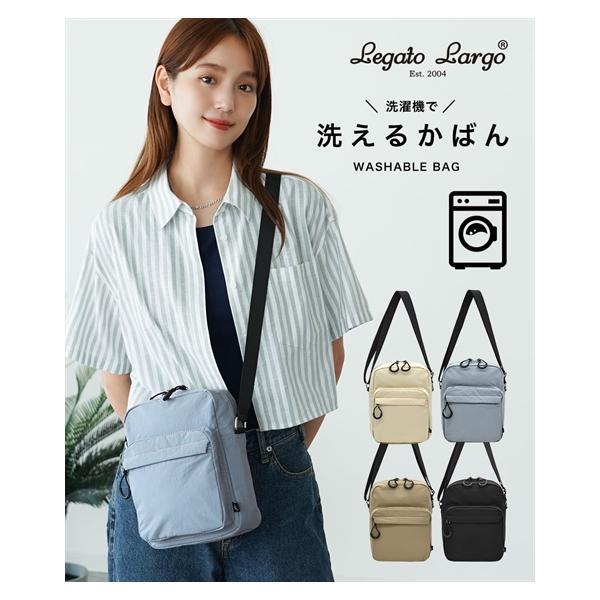 【カラー】ブラック/ブルーグレー/グレーベージュ/アイボリー 【素材】材質＝ナイロン　サイズ＝たて約24×よこ（上部）約17×よこ（底部）約17×まち幅約7cm　開閉＝ファスナー　ポケット＝中：1個（オープン）外：2個（オープン1、ファスナ...