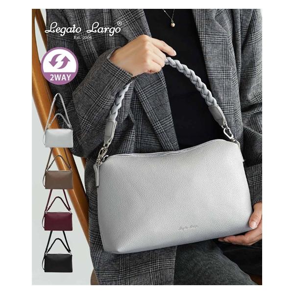 【カラー】ブラック/グレーベージュ/ライトグレー/ワイン 【素材】材質＝合成皮革　サイズ＝たて約17×よこ（上部）約24（底部）約26×まち幅約8cm　開閉＝ファスナー　ポケット＝中：2個（オープン2）外：1個（マグネット）持ち手の長さ＝約...