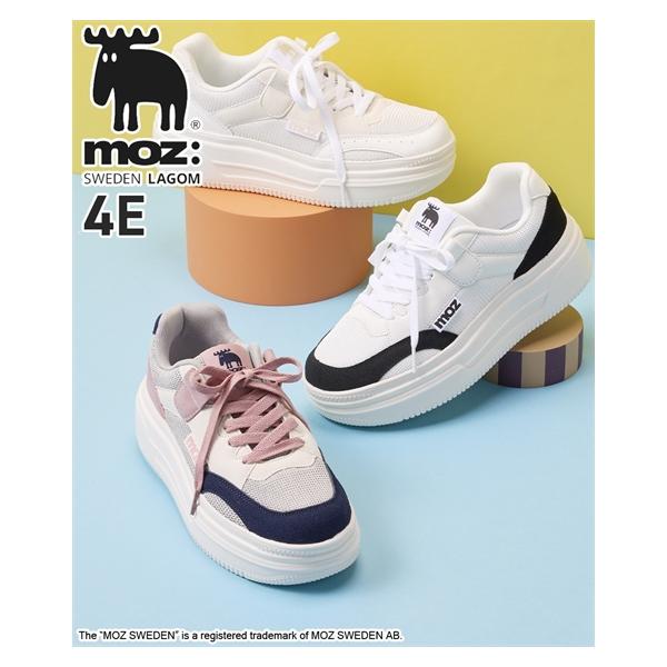 【カラー】ホワイト/ホワイト×黒/ホワイト×ネイビー 【素材】材質＝合成繊維・合成皮革　底材＝合成底　底の厚さ（後ろ）＝約5.5cm　ワイズ＝4E　重量＝約280g（4E：Lサイズ片足）　※生産時期や素材などによって多少個体差があります。 ...