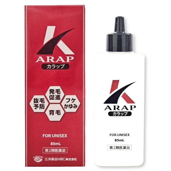 カラップは男女兼用の薄毛治療外用薬です。カルプロニウム塩化物水和物、パントテニールエチルエーテル、ピリドキシン塩酸塩などの6種の薬剤の協同作用により、脱毛の予防、薄毛、育毛、かゆみ改善に効果を発揮します。主成分であるカルプロニウム塩化物水和...