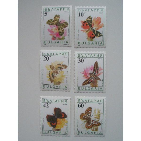 1990年発行のブルガリアの切手「蝶」です。5st.：Zerynthia polixena10st.：Panaxia quadripunctaria20st.：Proserpinus proserpina30st.：Hyles lineat...