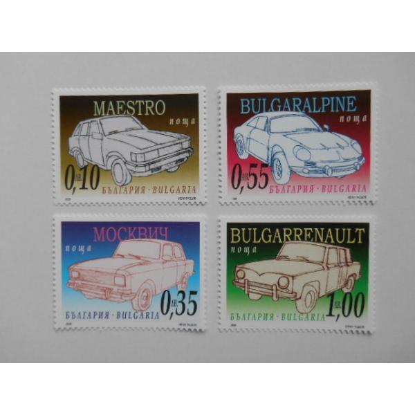 2006年発行のブルガリアの切手「ブルガリア製自動車」です。0.10lv.：Maestro（ローバル・マエストロ、1995年）0.35lv.：Moskvich（モスクビッチ408、1966年）0.55lv.：Bulgaralpine（ブルガ...