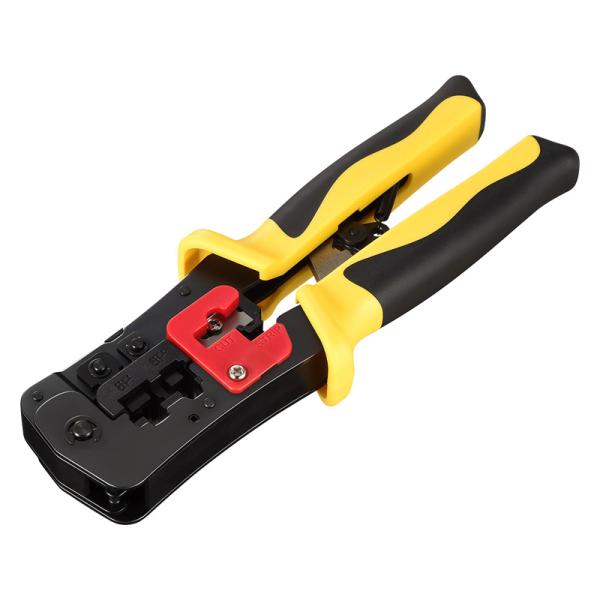 □バッファロー ラチェット付LANコネクターかしめ工具 BLTK8/4シリーズ□「ラチェット機構」により上下から均一な力でLANコネクターを確実に圧着できるかしめ工具です。