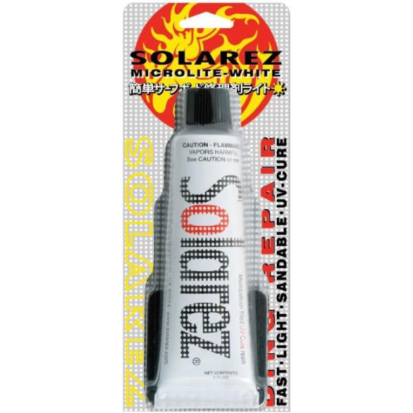 SOLAREZ MICROLITEは、超軽量フィラーを配合しているのですばやく白くきれいに軽量に仕上げます。紫外線(日光)により化学反応し、硬化する誰にも簡単に使える修理剤です。今までの修理剤とは異なり、修理に必要な溶剤がすべて配合されてい...