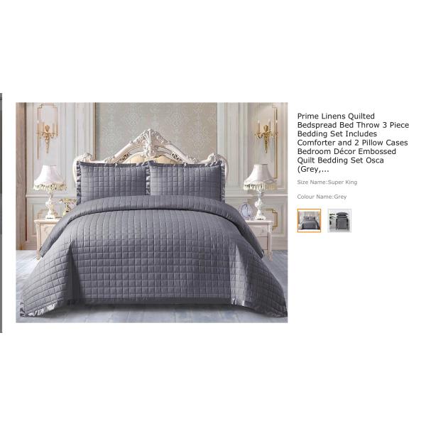 Bed throw size 270cm×250cm pillows 50cm×70cm UK size ダークグレー