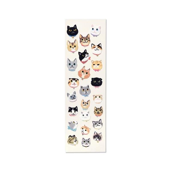 毛並みを思わせる質感のある素材を使い、様々な種類の猫を登場させました。満足感たっぷりの顔やいたずらな顔、猫たちの表情が楽しい、顔のシールです。日本猫をはじめ、メインクーン、スコティッシュフォールド、アビシニアン、エキゾチックショートヘアなど...