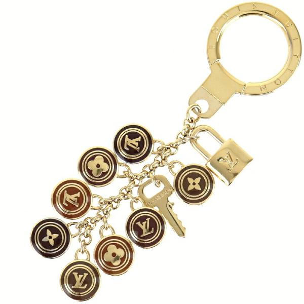 LOUIS VUITTON LV バッグ用アクセサリー キーホルダー ポルトクレ・バスティーユ 茶色 パドロック キー 中古   アクトワンヤフー店 送料無料