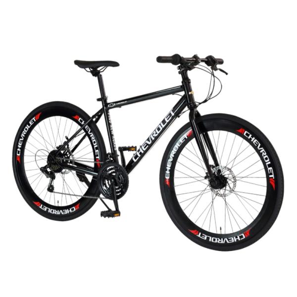 こちらの品は、法人（会社）・西濃運輸営業所受取【組立調整済】（西濃運輸）受取り対応のみとさせていただきますディープリムにデザインされた「CHEVROLET」ロゴはインパクト大！前後ディスクブレーキ搭載で制動力も抜群！21段変速搭載、ディスク...