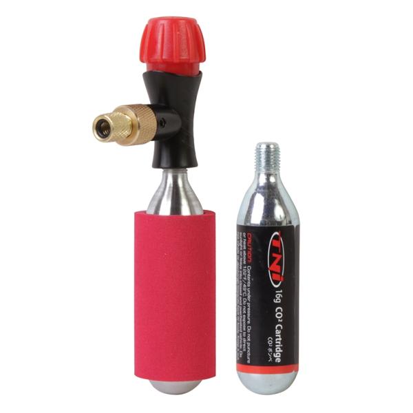 ■ バルブタイプ　1,375円 (税別価格1,250円)　JAN:4573138517260 @1306米式・仏式用 (付属のノズルで仏式に対応)チューブのバルブにねじ込んで使用開閉のバルブヘッドが大きく扱いやすいセット内容：ボンベアダプタ...