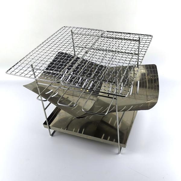 新しい超軽量ステンレス鋼折りたたみ香棚、ポータブルキャンプバーベキュー焼却炉、薪ストーブ、屋外ツール名前：ステンレス鋼のキャンプバーベキュー素材：304ステンレス鋼製品サイズ：36 × 26 × 4cm機能：高温耐性、環境保護アプリケーショ...