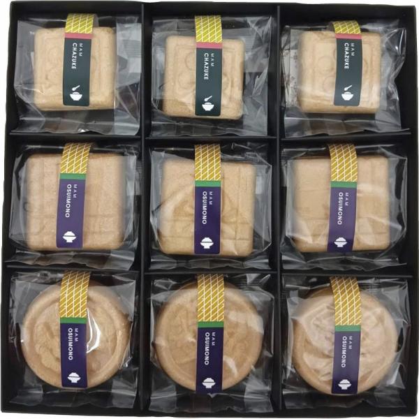 【商品名】 CHAZUKE＆OSU1MONO 9個セット 【内容】茶漬け鯛・お吸い物 海老・湯葉 ×各3 【箱サイズ】23×23×4cm 【賞味期限】常温6ヶ月 (表示期限の半分以上) 【アレルゲン】乳・小麦・えび 【商品について】もち米を...