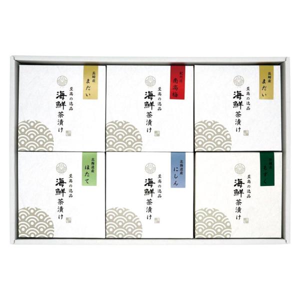 【商品名】 国産具材だし茶漬けセット 【内容】だしつゆ 30g ・茶漬け薬味 0.5g ×各6、長崎産まだい水煮×2、紀州産南高梅梅干し・北海道産ほたて水煮・北海道産にしん甘露煮・沖縄県産もずく 2.5g ×各1 【箱サイズ】24×35.5...