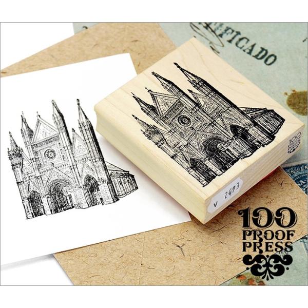 アンティークな絵柄がお洒落なラバースタンプ。ゴシック建築の代表格、フランスパリのノートルダム大聖堂。【サイズ】本体サイズ：幅6.5×奥行7.8×厚さ2.7cm印面サイズ：横5.4×縦6.8cm※サイズはすべて概寸です。 MADE IN US...