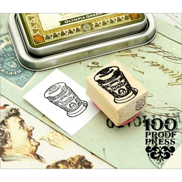 アンティークな絵柄がお洒落なラバースタンプ。レトロな美容クリームの瓶モチーフ。【サイズ】本体サイズ：幅2.1×奥行3.8×厚さ2.7cm印面サイズ：横2×縦3.1cm※サイズはすべて概寸です。 MADE IN USA【ご注意】※持ち手(木製...