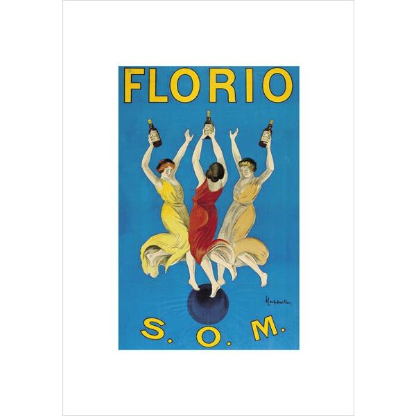 シチリア名産、マルサラ酒の世界的メーカー・FLORIO(フローリオ)のレトロ＆ヴィンテージな広告ポスター。現代広告の父、レオネット・カッピエッロ作。サイズ：横33×縦44cmMADE IN ITALY【ご注意】 ※ヴィンテージポスターを精巧...