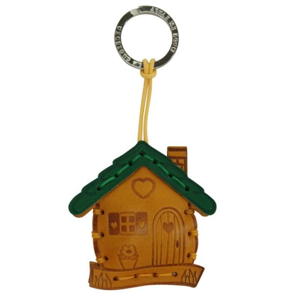 カラー（壁）ブラウン×（屋根）グリーン素材本革（トスカーナレザー/牛革）生産国イタリア製 MADE IN ITALYサイズ全長約12cm（キーリング含む）※ロットによって紐の長さが異なり、全長が異なる場合がございます。本体 長さ約6cm 幅...