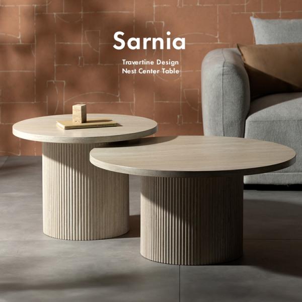 商品名　ネストセンターテーブル Sarnia（サニア）サイズ　大/約幅80×奥行き80×高さ40cm小/約幅60×奥行き60×高さ45cm製品重量　大/約17.7kg、小/約15.8kg材質　天板・支柱：MDF（プリント紙貼り）耐荷重　大/...