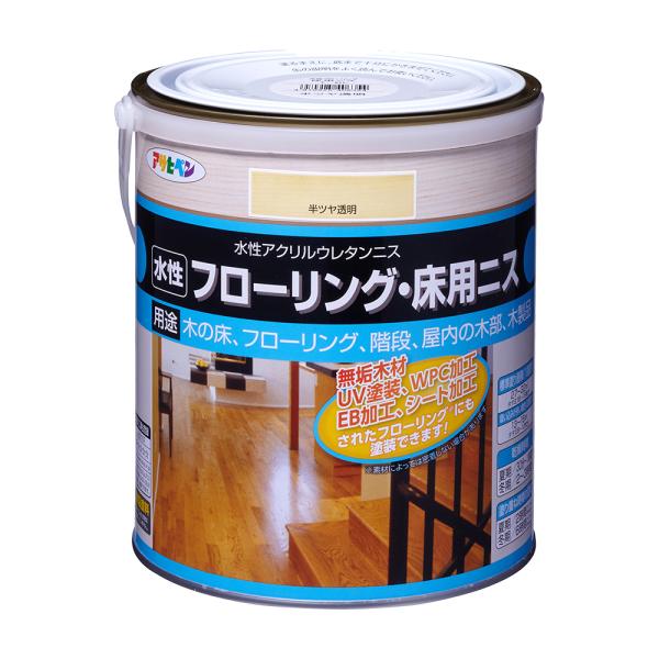 水性フローリング・床用ニス規格：1.6L半ツヤ透明JANコード：4970925406354