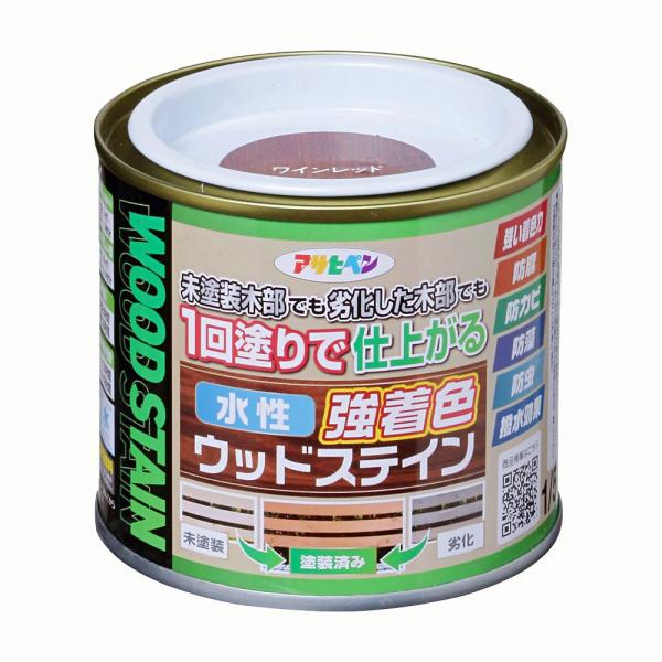 水性塗料｜木部専用塗料水性強着色ウッドステイン1/5LワインレッドJANコード：4970925464514