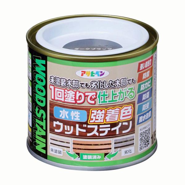 水性塗料｜木部専用塗料水性強着色ウッドステイン1/5LダークブラックJANコード：4970925464552