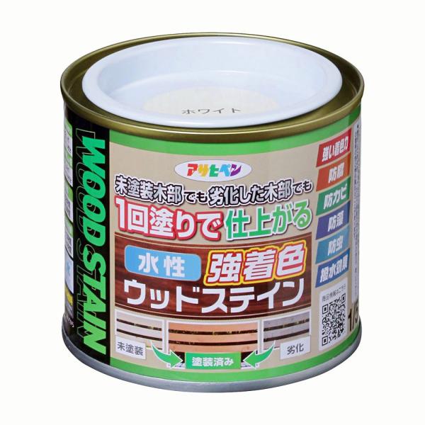 水性塗料｜木部専用塗料水性強着色ウッドステイン1/5LホワイトJANコード：4970925464569