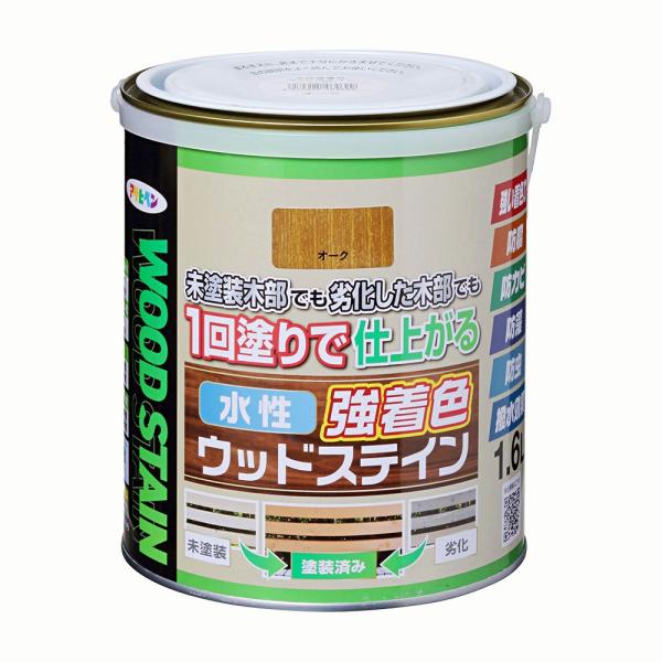 水性塗料｜木部専用塗料水性強着色ウッドステイン1.6LオークJANコード：4970925464699