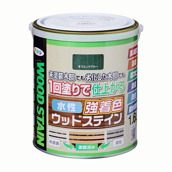 水性塗料｜木部専用塗料水性強着色ウッドステイン1.6LオリエントブルーJANコード：4970925464767