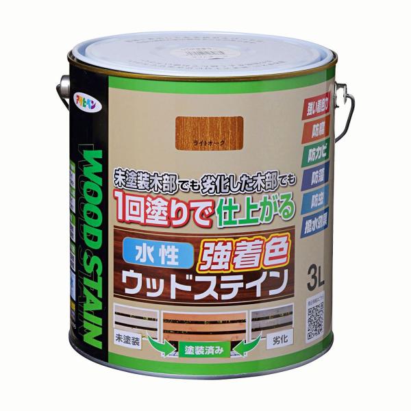 水性塗料｜木部専用塗料水性強着色ウッドステイン3LライトオークJANコード：4970925464835